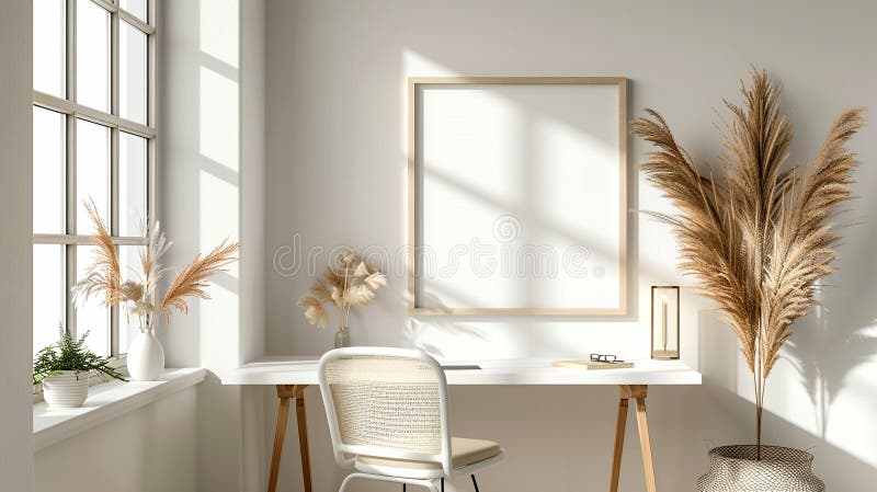 A Bright, Minimalist Workspace Featuring Plants and Natural Light ...