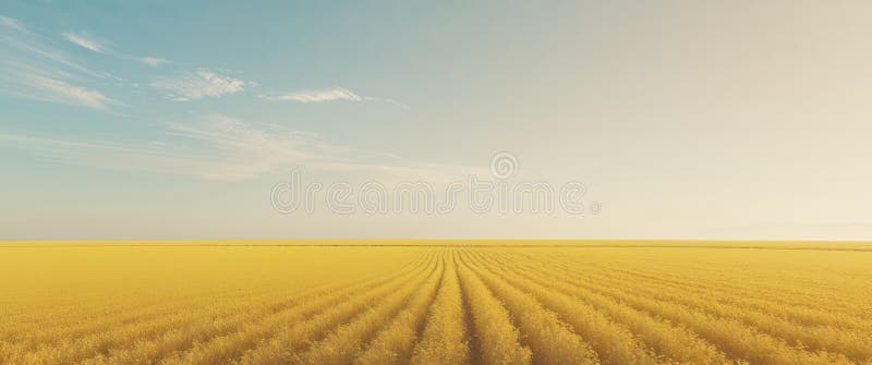 Serene Yellow Field Under a Vast Blue Sky Stock Photo - Image of ...