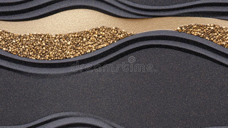 This Serene Zen Garden Features a Black Sand Background with Undulating ...