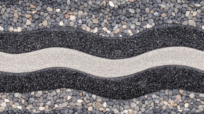 This Serene Zen Garden Features a Black Sand Background with Undulating ...