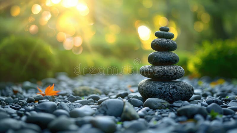 Serene Zen Garden: Stone Pebbles and Bamboo Stems Make a Tranquil ...