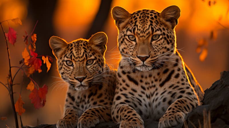 Serenely Resting Leopards on Tree Limbs in Dense Forest Setting ...