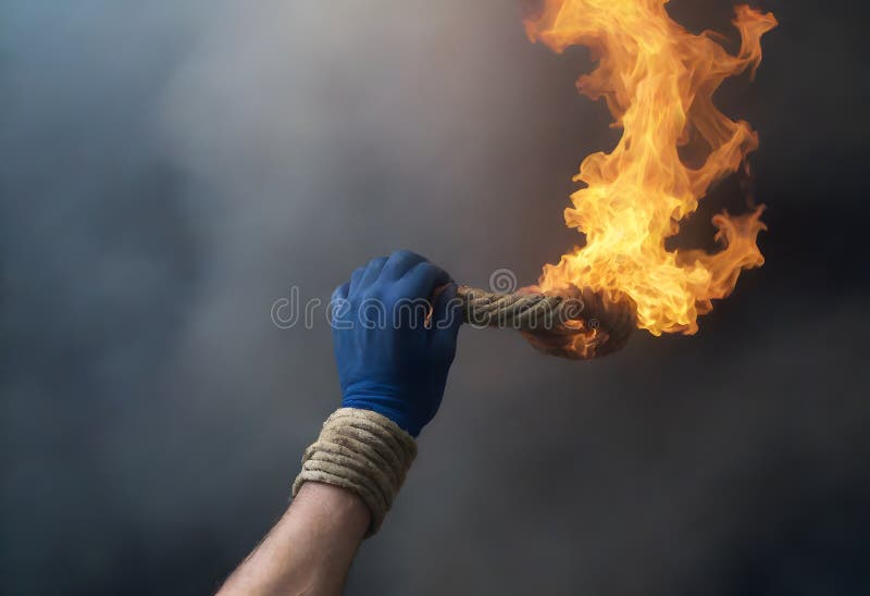 Serenity Amidst Flames: Bound Hands Surrender Stock Image - Image of ...