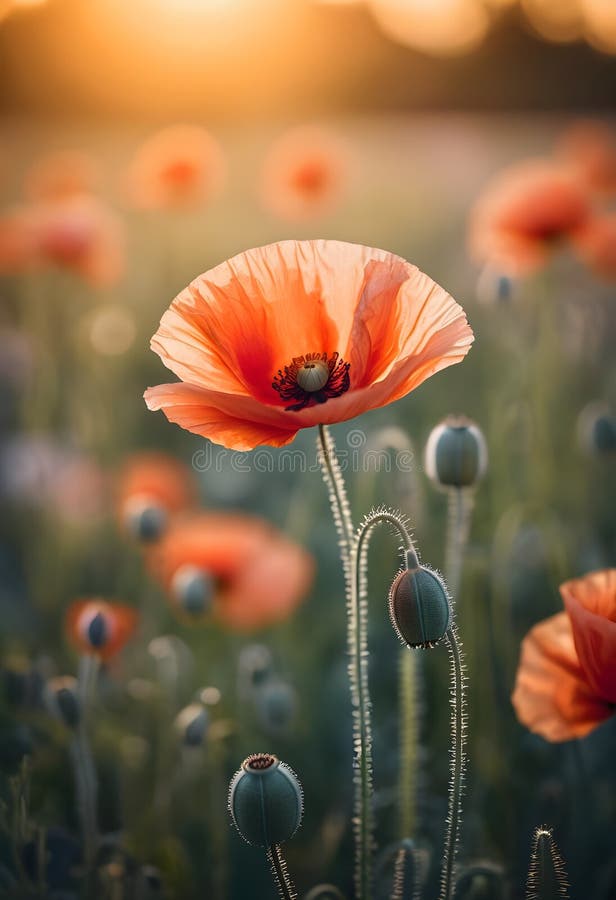 Serenity in Bloom: Soft-Toned Poppy with Delicate Beauty Stock Image ...