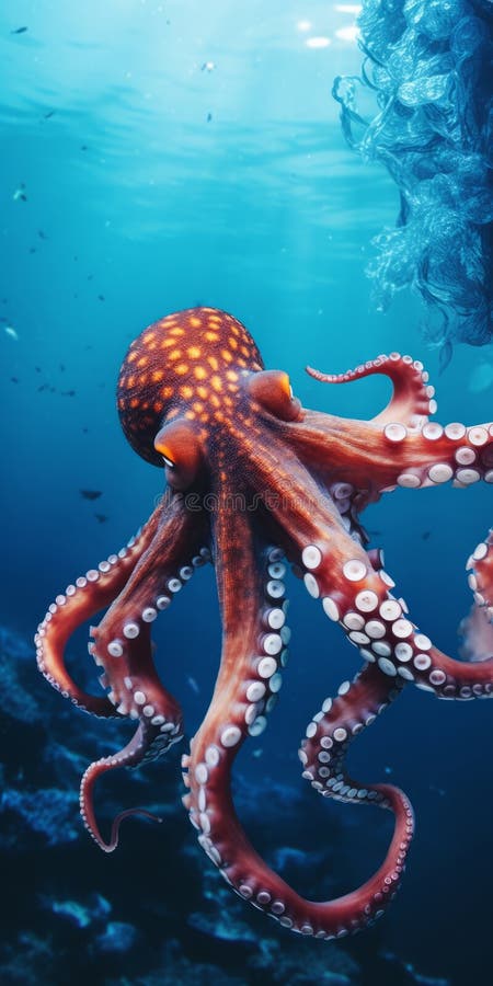 Serenity of the Deep: Captivating Octopus in Underwater 3d Scene Stock ...