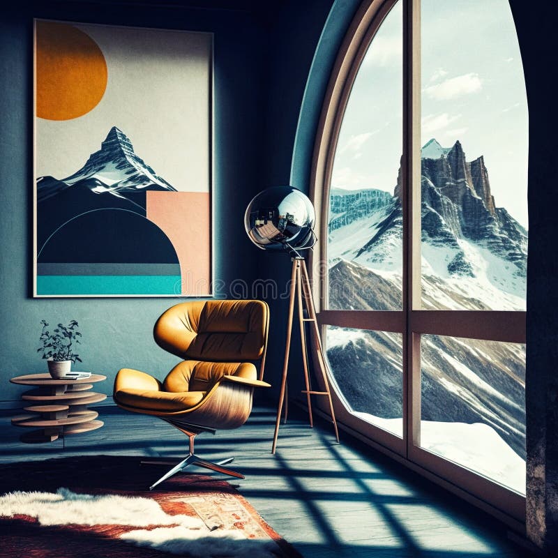 Serenity in Design: a Huge AI-Generated Living Room with Mountain View ...