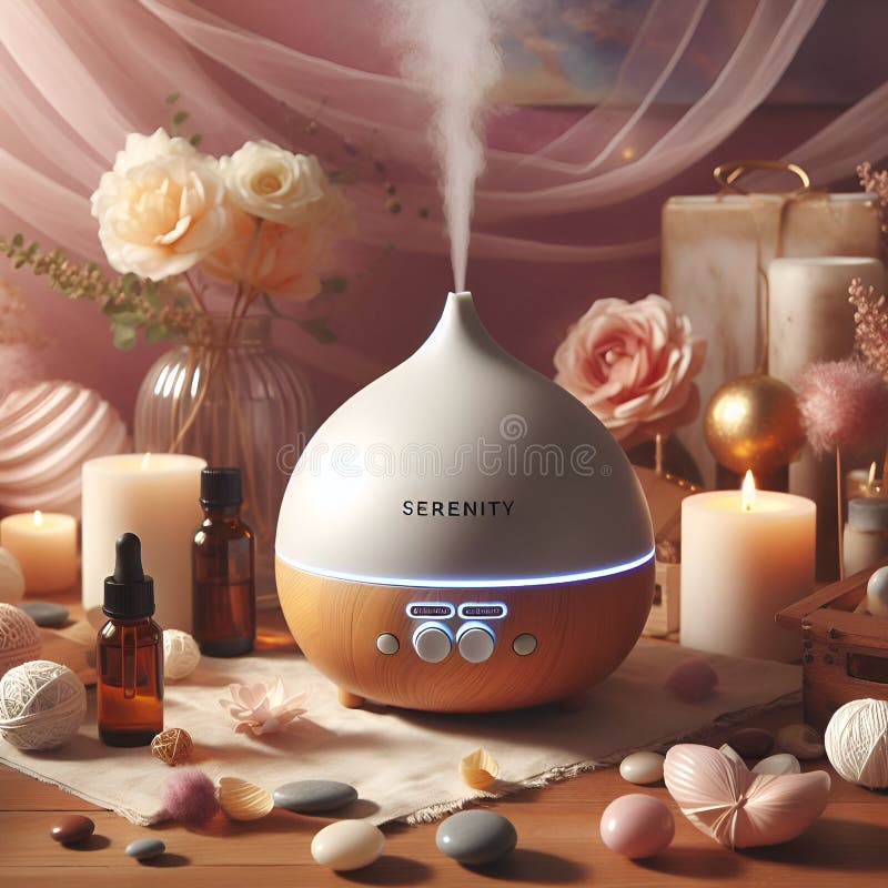 Serenity Essentials: Scented Candle, Diffuser, and Perfume. Stock ...