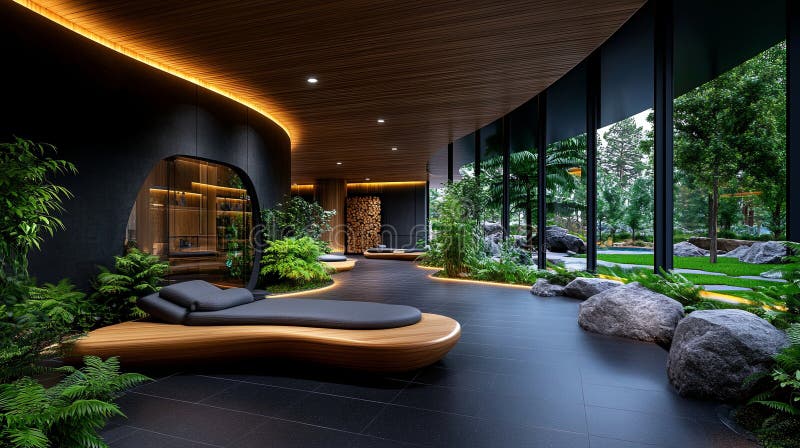 Serenity in Modern Spa with Nature Elements Stock Photo - Image of ...