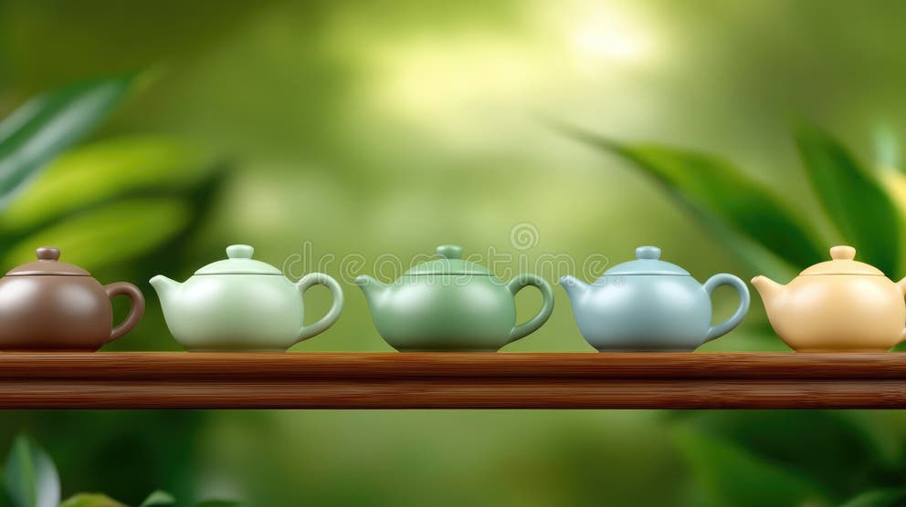 Serenity of Tea Day Celebration with Assorted Teapots in a Natural ...