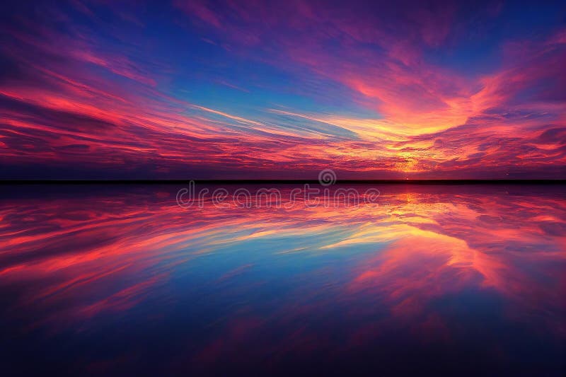 Serenity and Tranquility in Morning on Sunrise Dramatic Sky. Stock ...