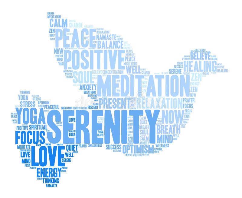 Serenity Word Cloud stock vector. Illustration of focus - 99379508