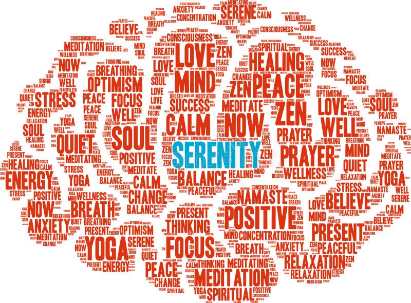 Serenity Word Cloud stock illustration. Illustration of prayer - 102179031