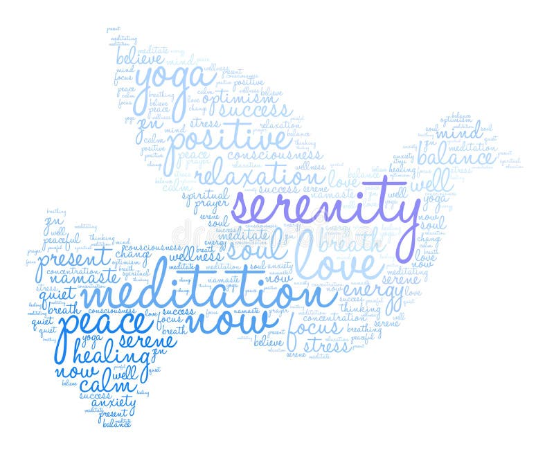 Serenity Word Cloud stock vector. Illustration of meditation - 99379844