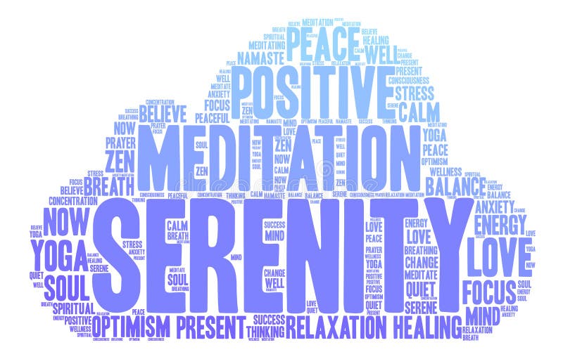 Serenity Word Cloud stock vector. Illustration of positive - 99531848