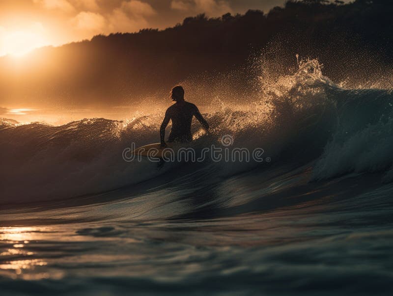 A Serfer Who Rides Waves AI Generated Illustration Stock Illustration ...
