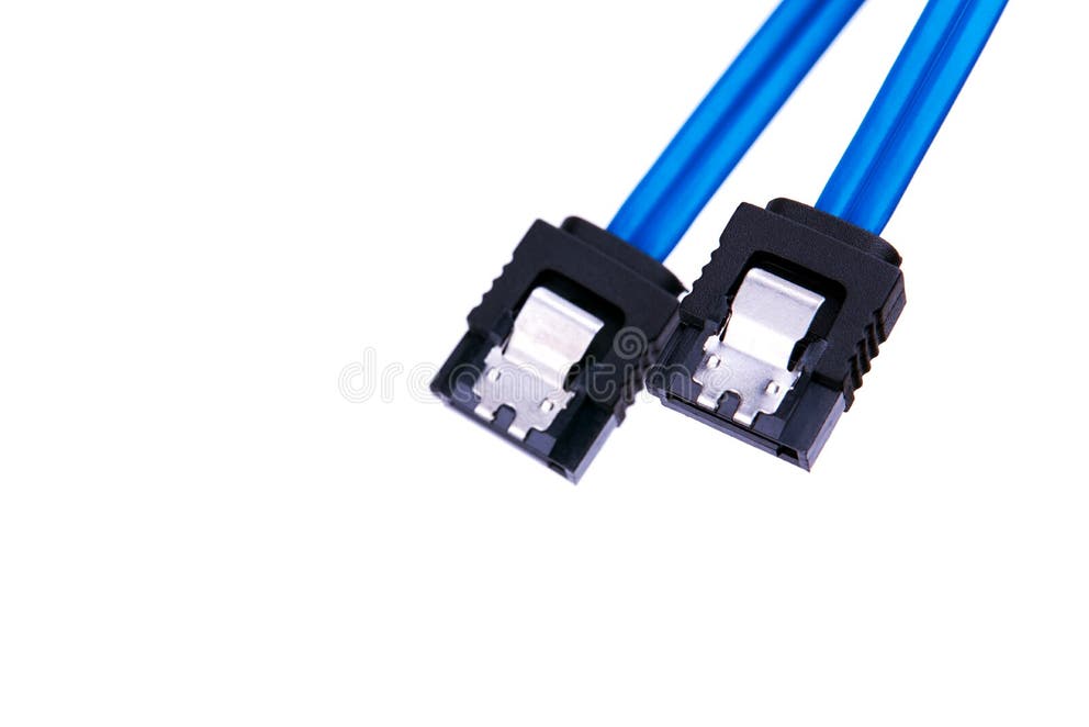 Serial Ata Blue Sata Cable Isolated on White Background. Copy Space ...