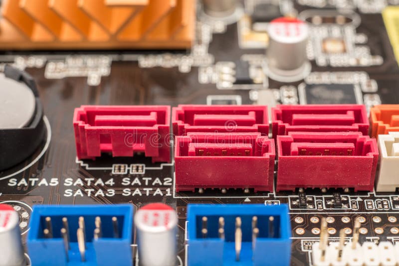 Serial ATA Connectors on Motherboard Stock Photo - Image of peripheral ...