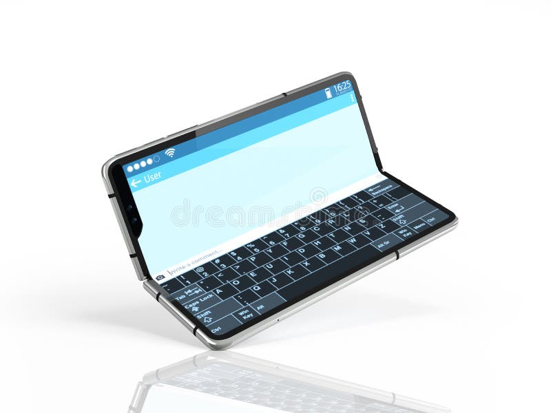 Serial Flexible Phone with Dialog Box on Screen 3d Render on White ...