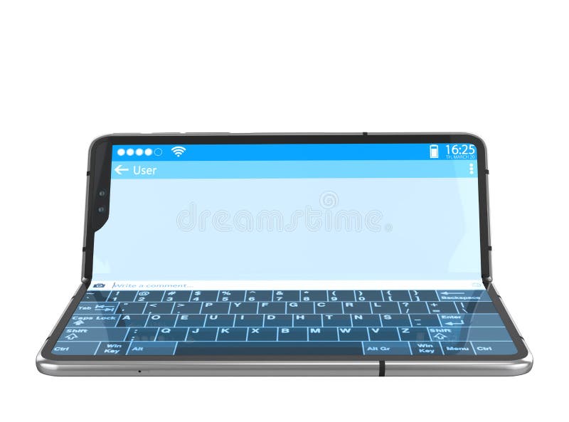 Serial Flexible Phone with Dialog Box on Screen 3d Render on White No ...