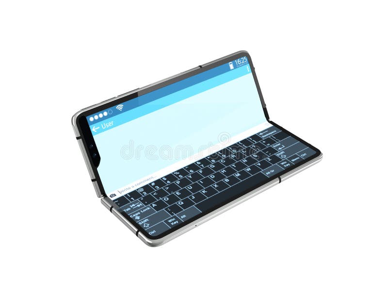 Serial Flexible Phone with Dialog Box on Screen 3d Render on White No ...