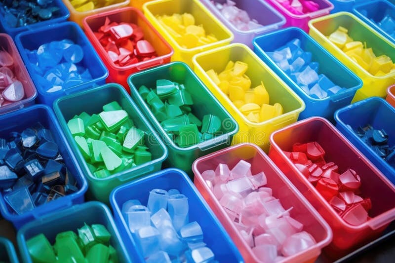 Serialization of Various Colored Waste Bins Stock Image - Image of ...