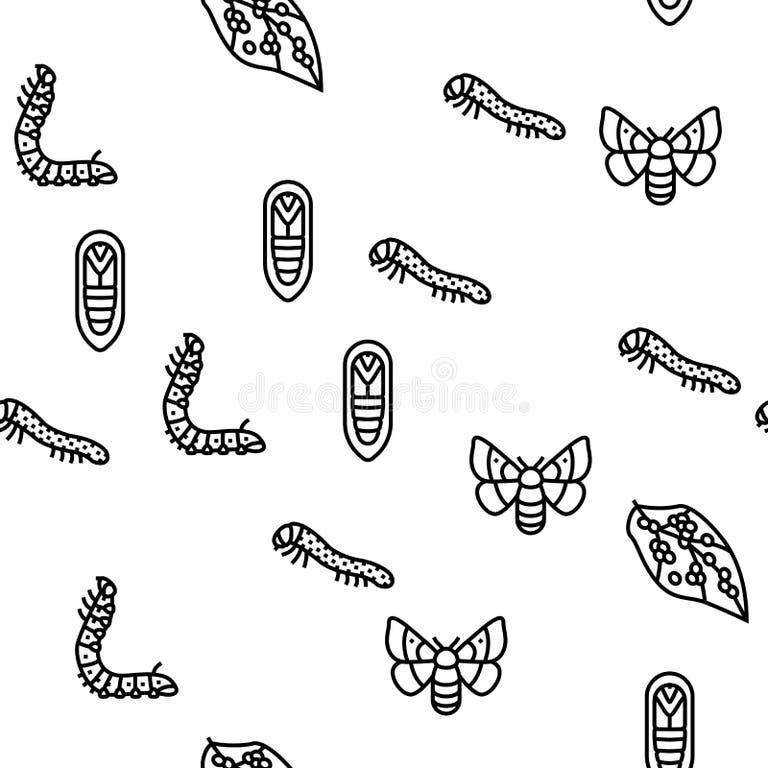 Sericulture Production Business Vector Seamless Pattern Stock Vector ...