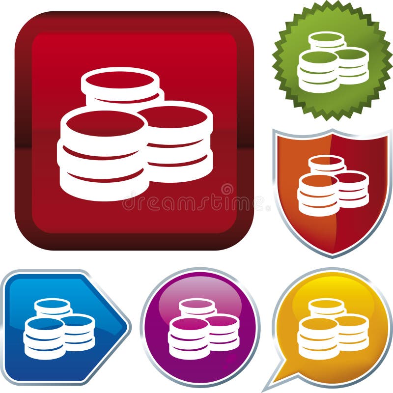 Serie del icono: monedas ilustración del vector. Ilustración de rojo ...