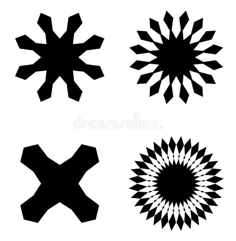 Serie Geometrica Radiale Dell'elemento Forma in Bianco E Nero Astratta ...