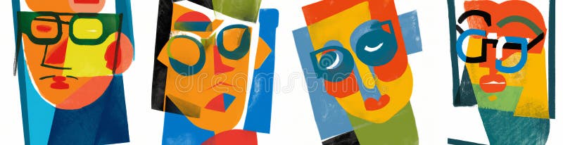 Series of Abstract Human Faces Stock Illustration - Illustration of ...