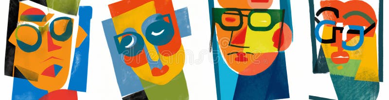 Series of Abstract Human Faces Stock Illustration - Illustration of ...