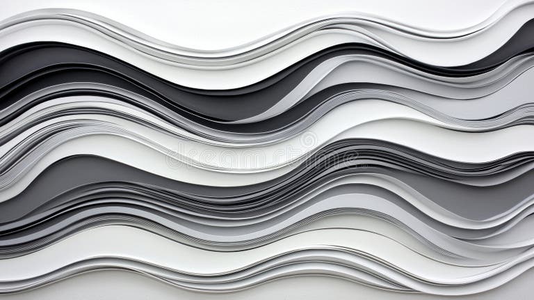 A Series of Abstract Wave-like Patterns in Black, White, and Gray ...