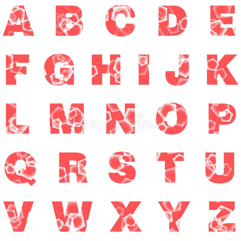 Series of Alphabets: Red with White Highlights in the Form of Hexagons ...
