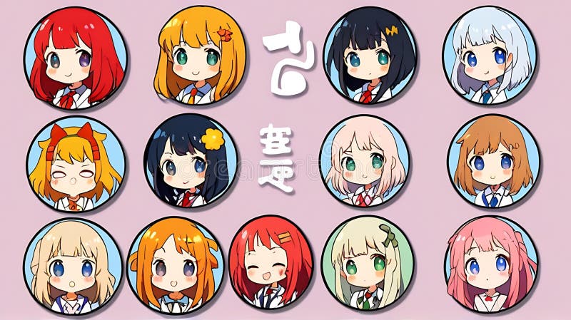 A Series of Anime Faces with the Words Anime on Them Stock Illustration ...