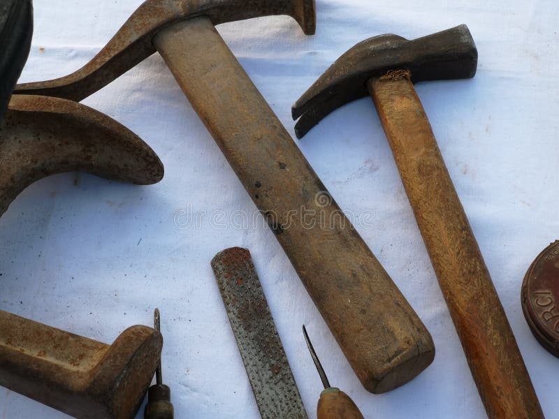 Series of Antique Hammer Work Tools Stock Photo - Image of remembrance ...