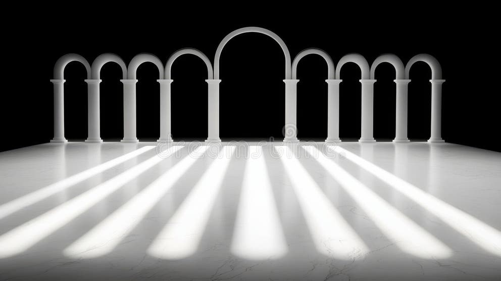 A Series of Arched Structures Cast Intricate Shadows on a Pristine ...