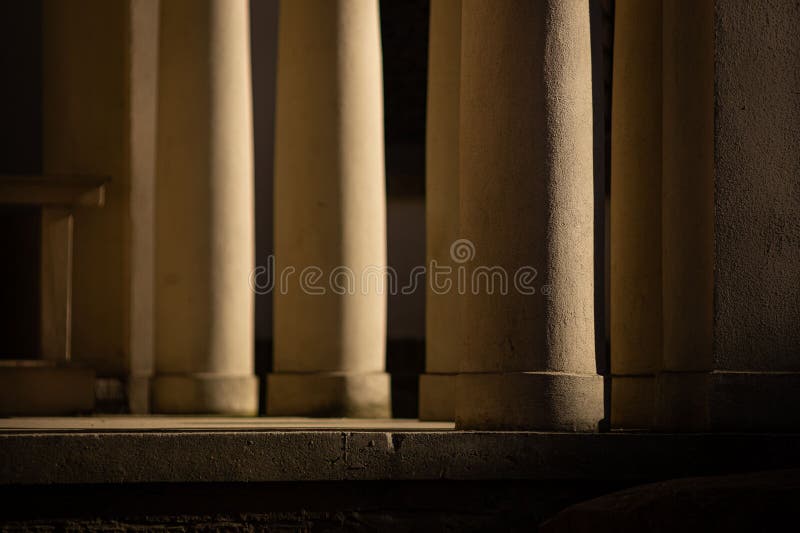 Series of Architectural Columns in a Symmetrical Formation Along a Path ...