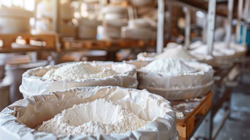 A Series of Bags of Flour Moving through the Sifting and Blending ...