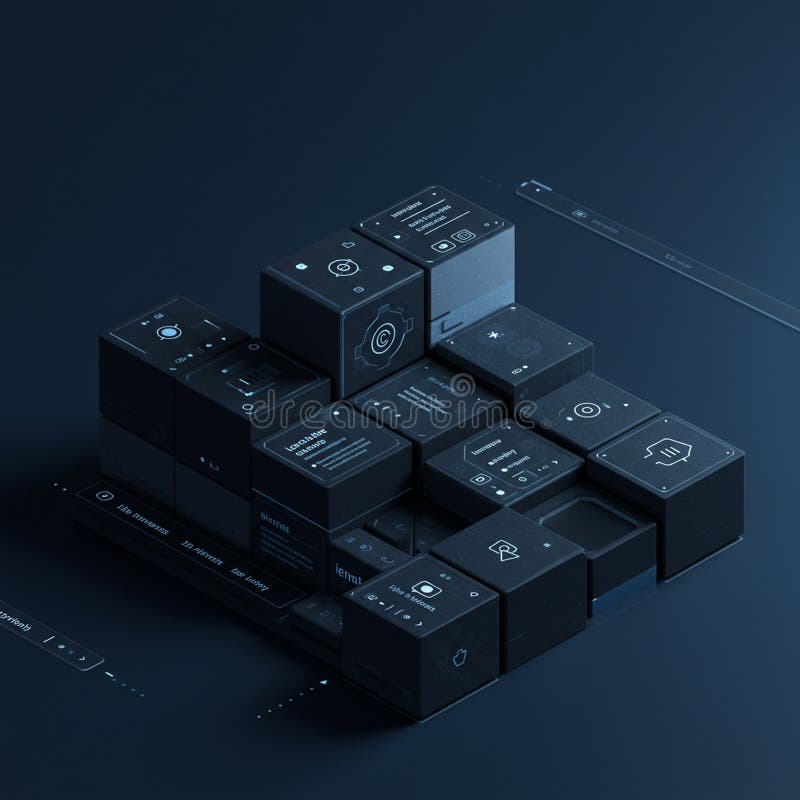 A Series of Black 3D Cubes Arranged in a Step-like Formation, with Each ...