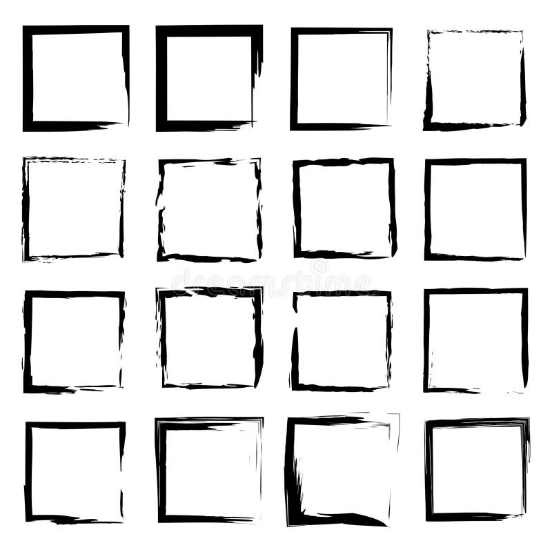 A Set of Black Square Frames on a White Background Stock Vector ...