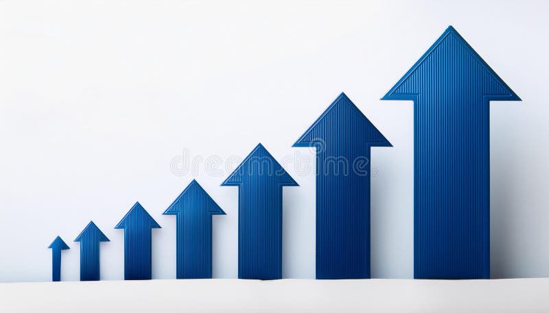 A Series of Blue Upward Arrows on a White Background, Representing the ...