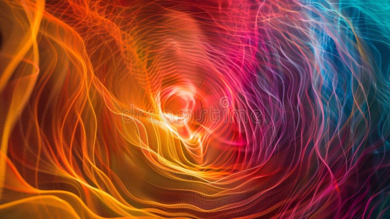 A Series of Brightly Colored Energy Waves Ripple through a Dark Void ...