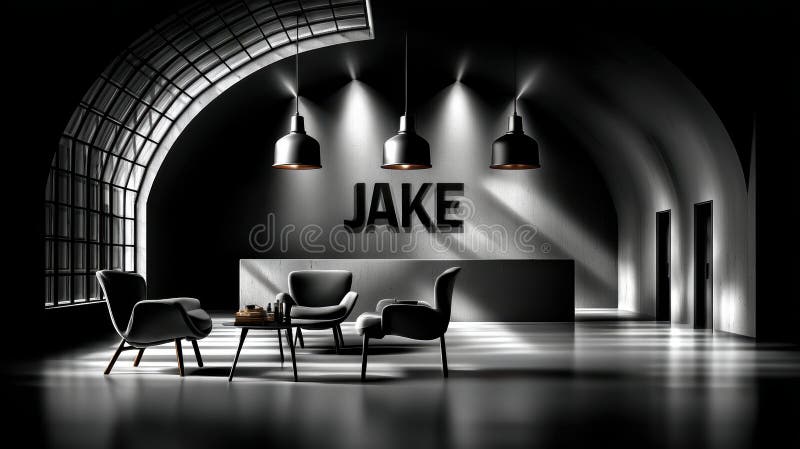 The Name JAKE Engraved into a Modern Solid Gray Concrete Wall with ...