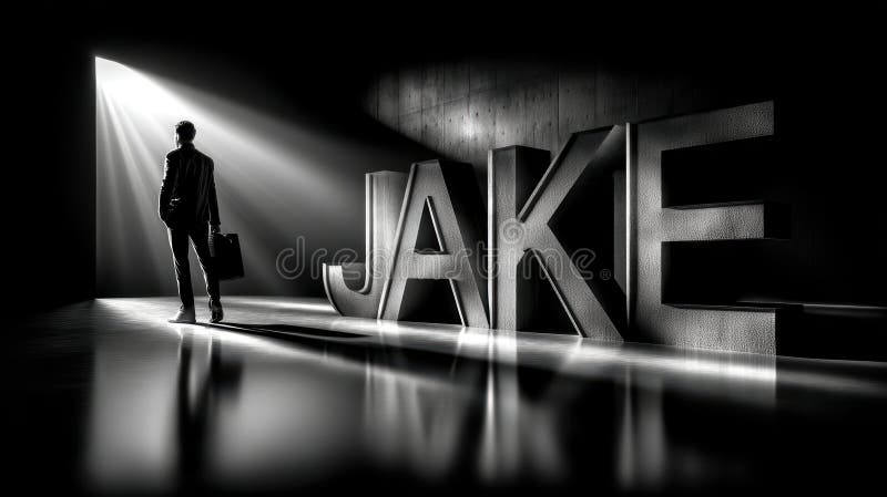 The Name JAKE Engraved into a Modern Solid Gray Concrete Wall with ...