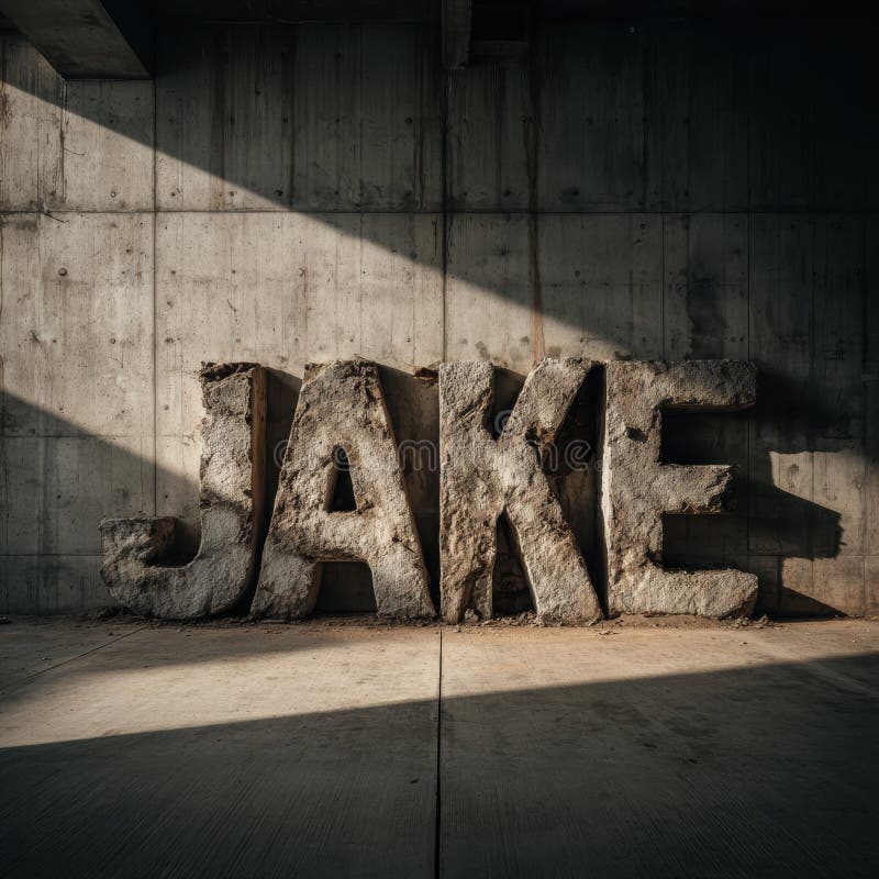 The Name JAKE Engraved into a Modern Solid Gray Concrete Wall with ...