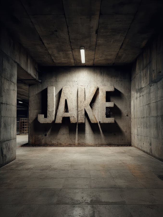 The Name JAKE Engraved into a Modern Solid Gray Concrete Wall with ...