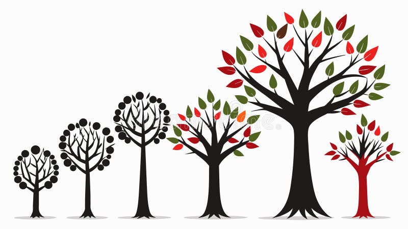 A Series of Charcoal Drawings Depicting the Same Tree in Various Stages ...