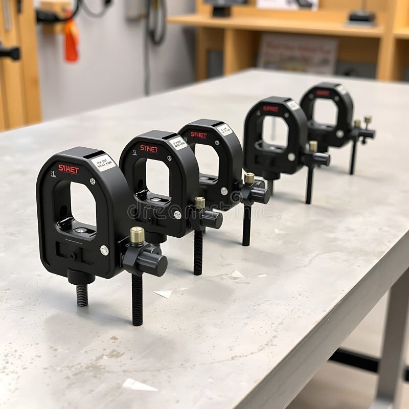 A Series of Clamps on Display Each Held in a Different Position on a ...