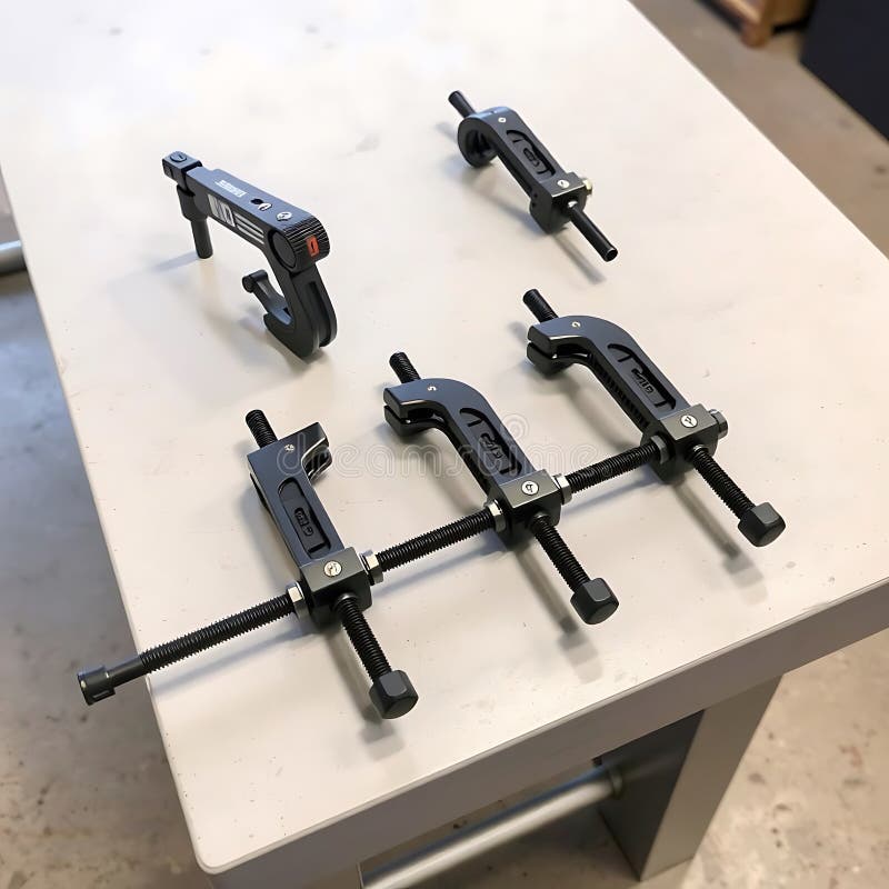 A Series of Clamps on Display Each Held in a Different Position on a ...