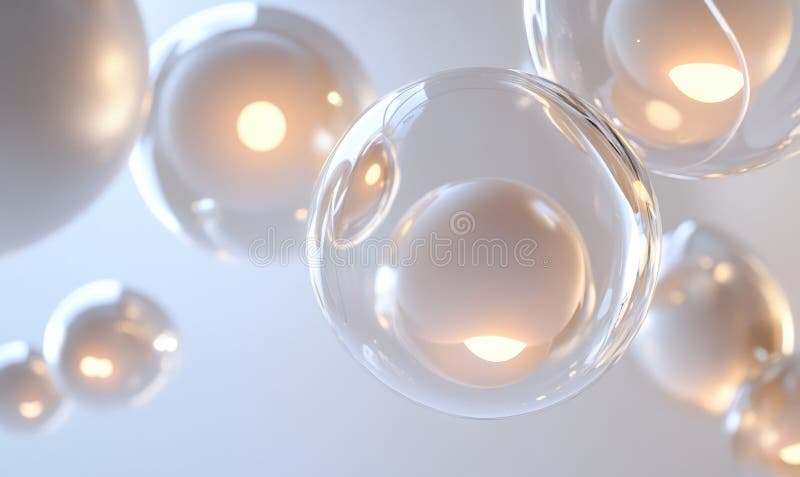 A Series of Clear Spheres with a Light Shining on Them Stock ...