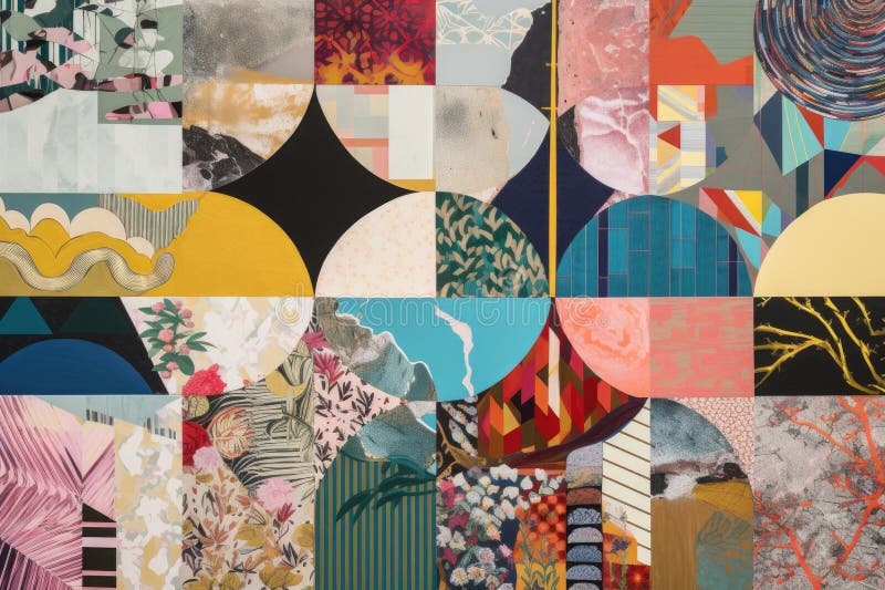 A Series of Collages Each Featuring a Different Pattern Stock ...